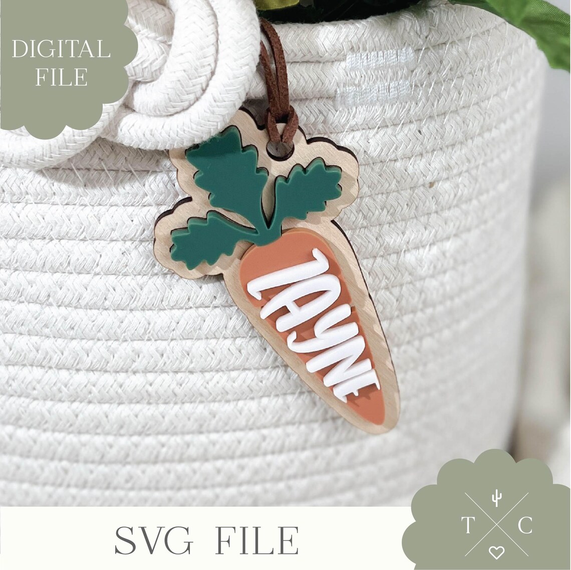 Digital File | Carrot Easter Tag | Easter Name Tag |easter Basket Tag ...