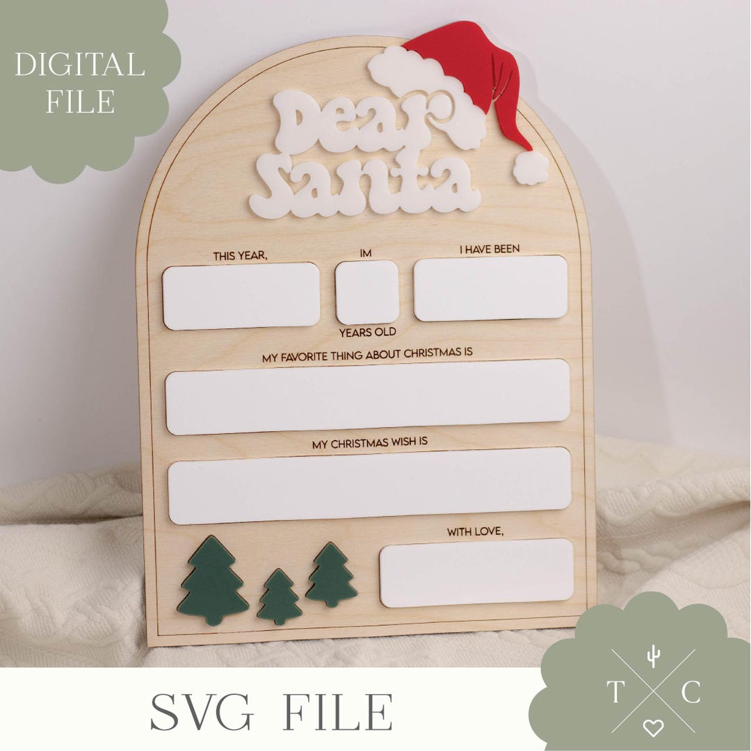 Digital File | Dear Santa Board | Dry Erase Christmas Sign | Christmas ...