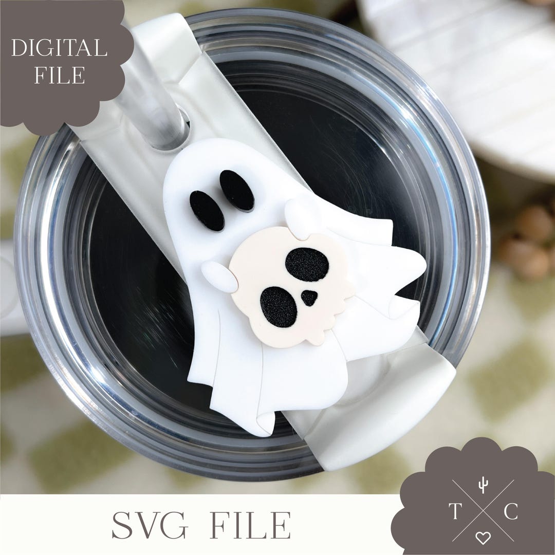 Digital File | Skull Ghost Stanley Topper SVG File | Halloween Topper ...
