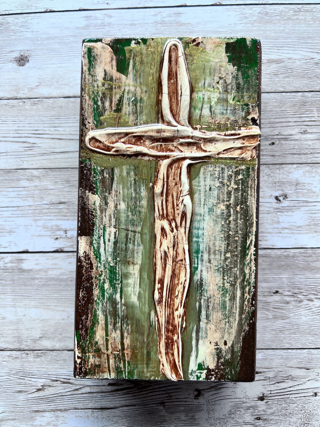 Hand Painted Cross, Christian Art, Religious Cross, Cross Shelf Sitter ...