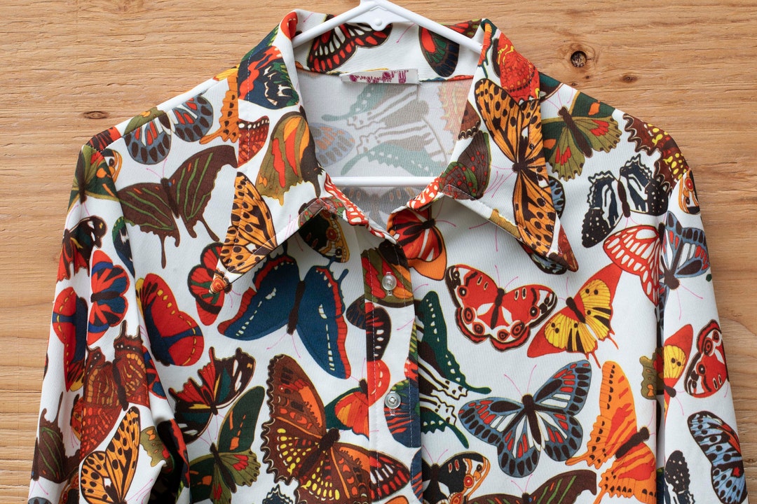 Sexy, Long Sleeved, Vintage 70s, "carol Henry" Buttondown Disco Shirt ...