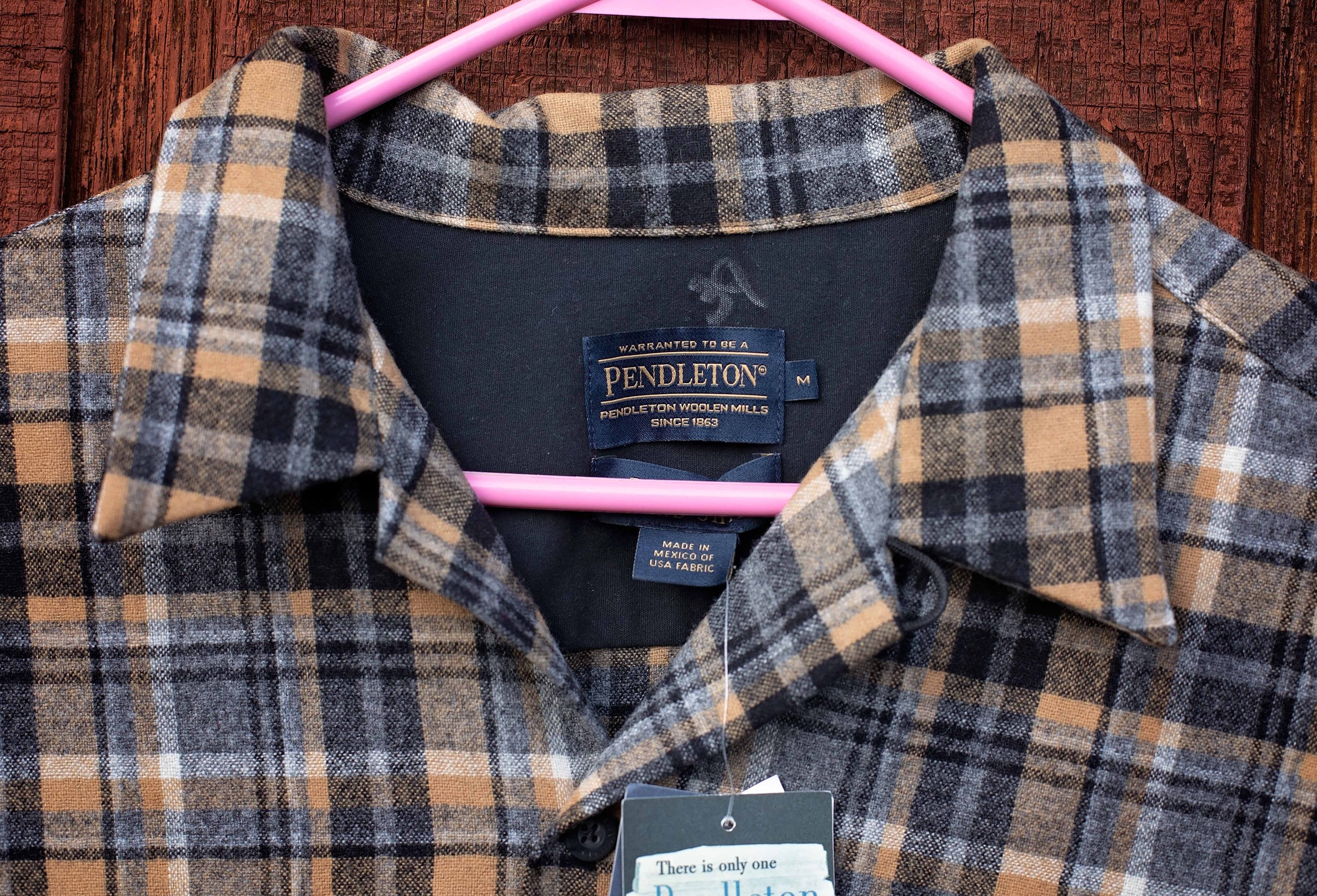 Pendleton Shirt / Pendleton Wool Shirt / Black and Tan Plaid / 100% ...