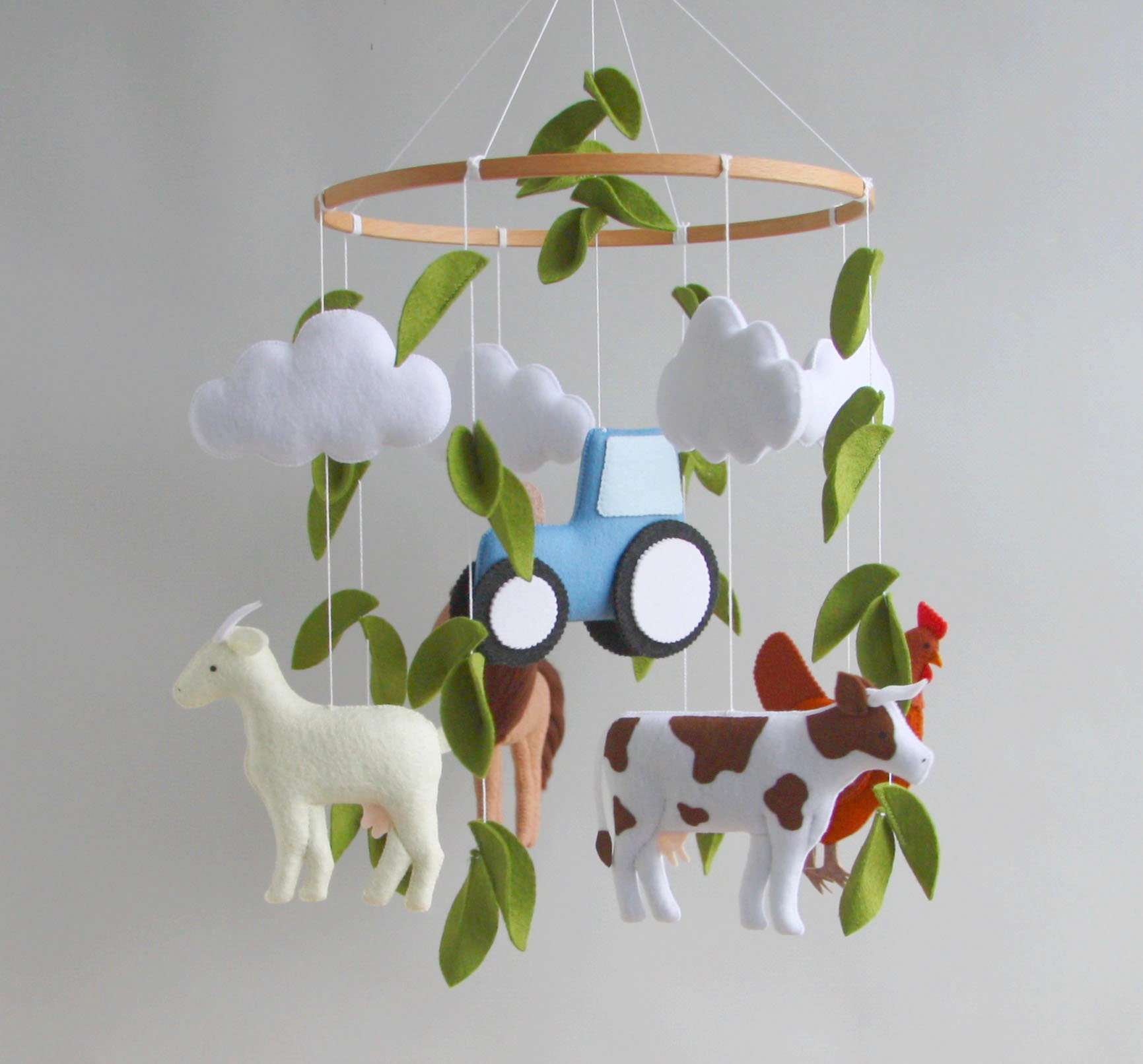 Felt Farm Animal Baby Mobile: Tractor Nursery Decor - Etsy