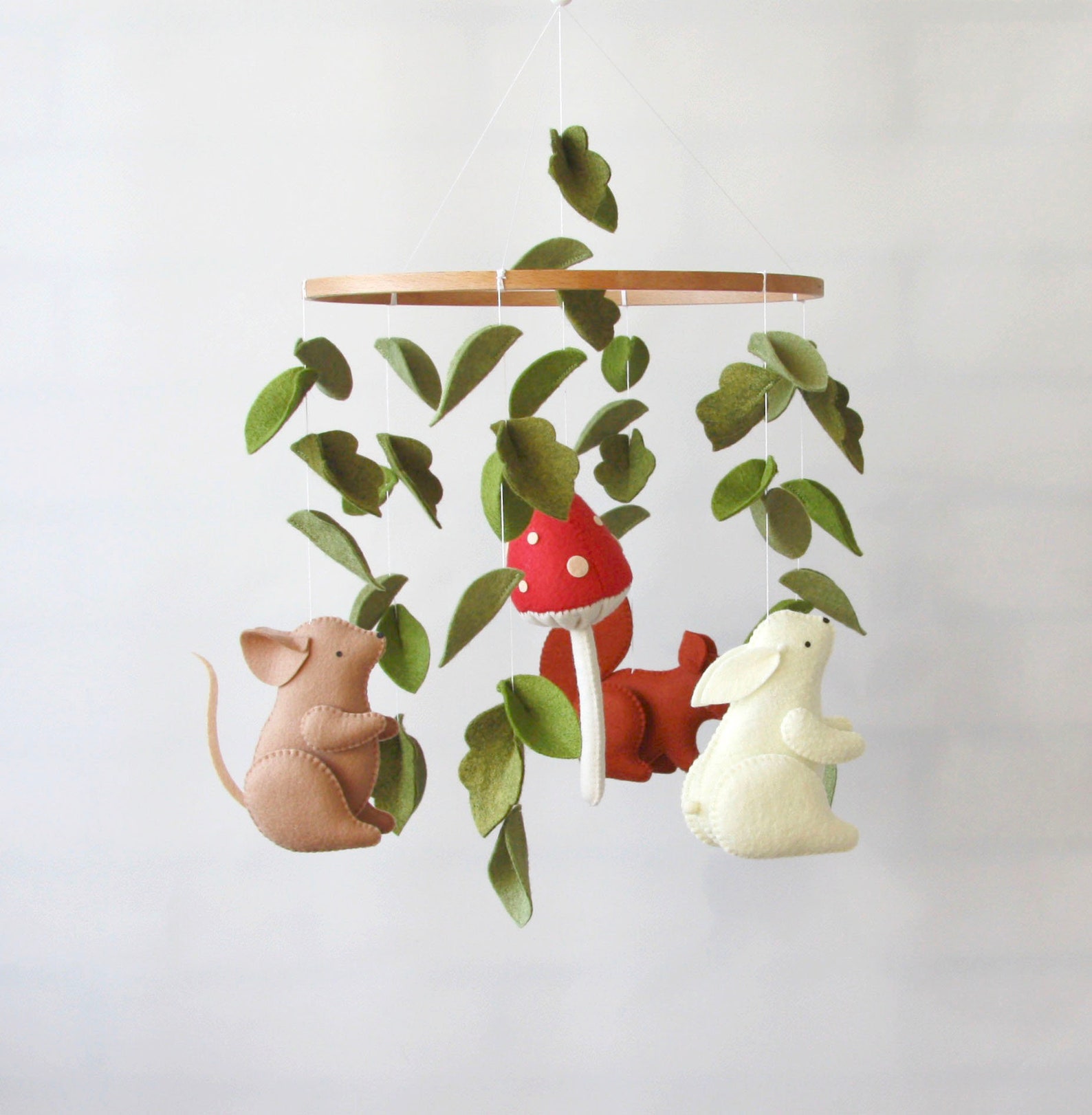 Forest Baby Mobile With Bunny Squirrel and Mouse Woodland Nursery Decor ...