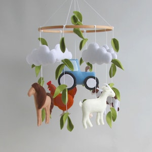 Farm Animal Crib Mobile With Tractor Horse Cow Goat Chicken Country ...