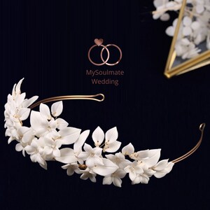 AROMA Gorgeous Floral Tiara With Porcelain Flowers Silver - Etsy