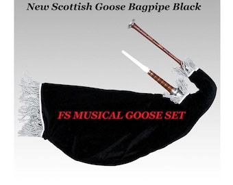 Brand New Scottish Goose Bagpipe Black Color Silver Mounts Black Velvet ...