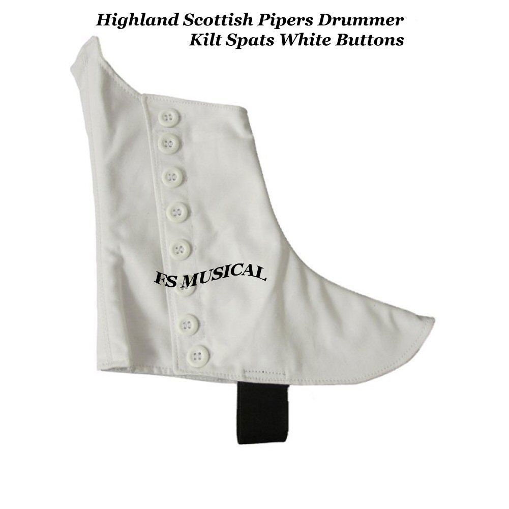 White Cotton Highland Kilt Spats With 8 Buttons Unisex New Highland ...