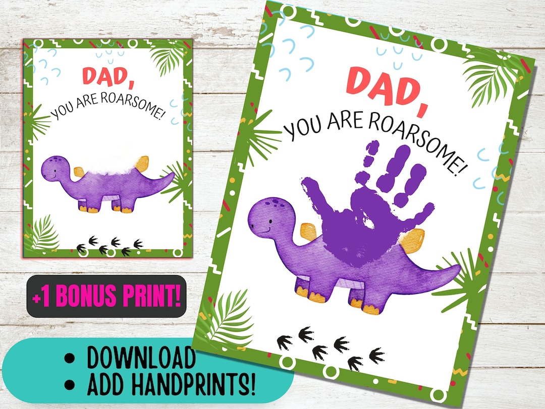 Dinosaur Handprint Father's Day Card You Are Roarsome Birthday and ...