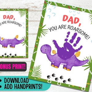 Dinosaur Handprint Father's Day Card You Are Roarsome Birthday and ...