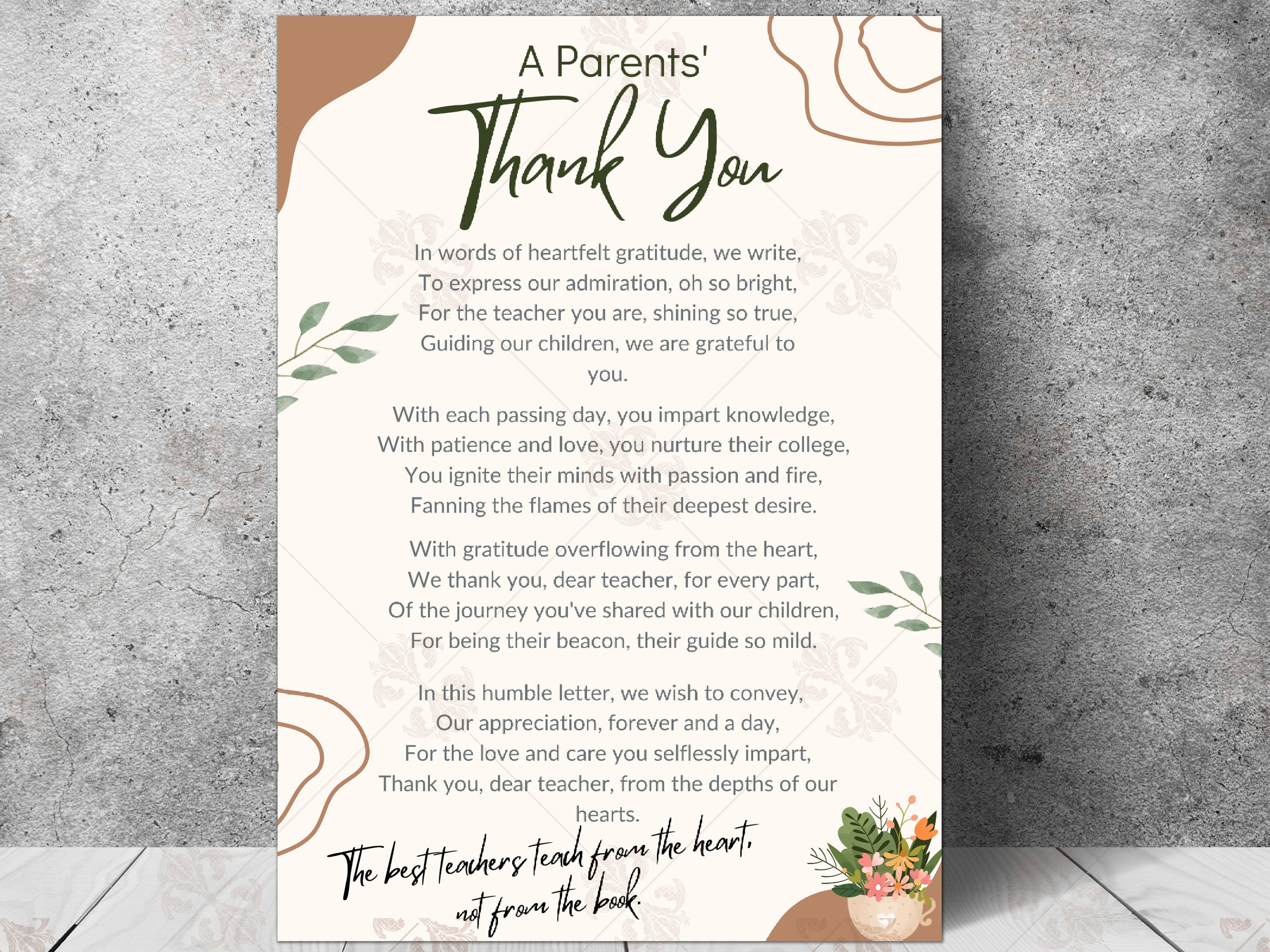 Thank You Notes For Teachers From Parents