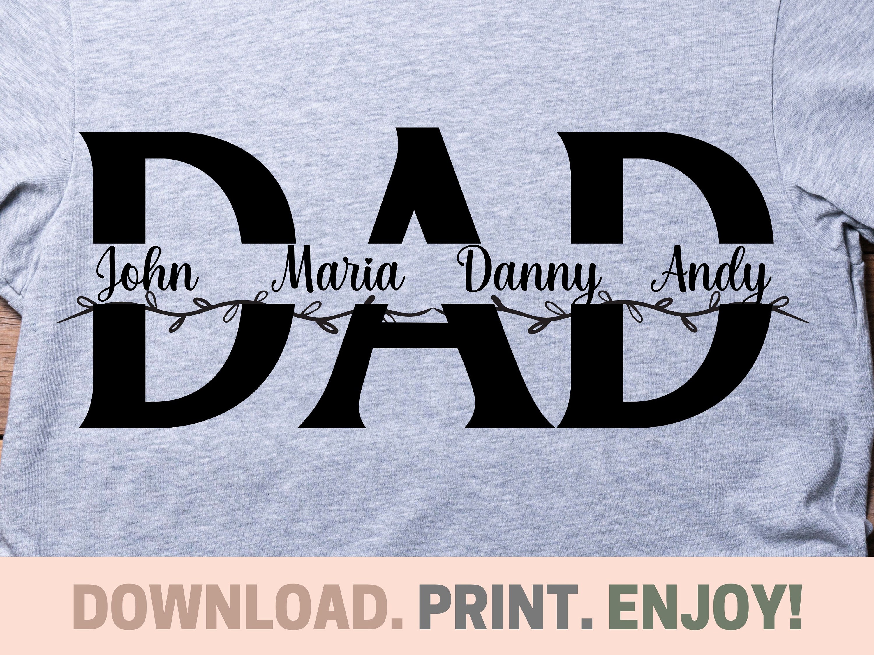 Dad Monogram SVG, Father's Day Shirt Printable, Father's Day Monogram ...