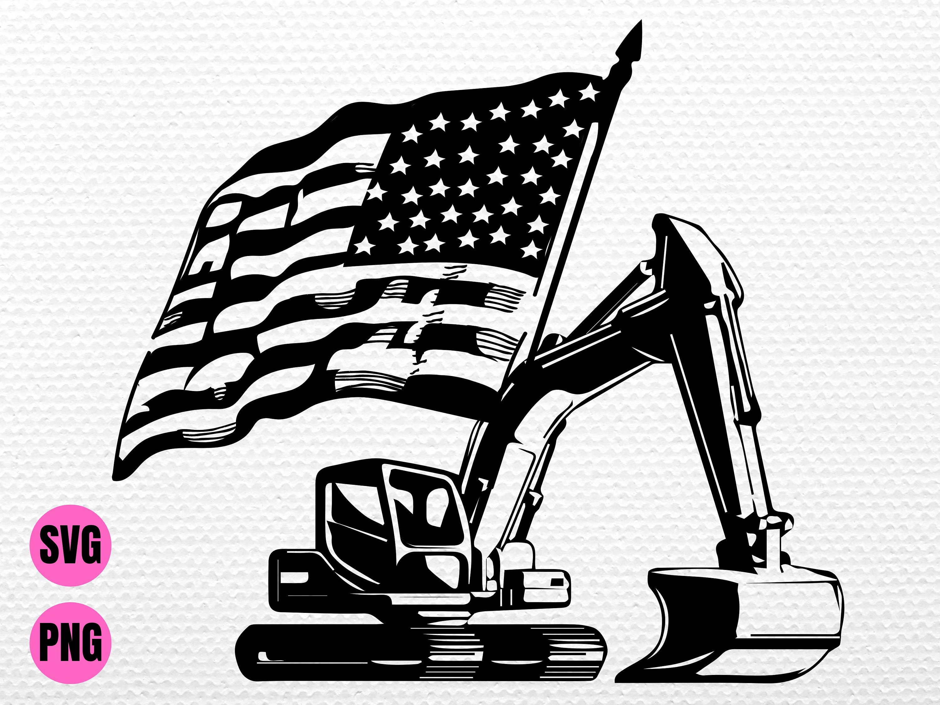 Excavator and Flag Svg Construction Svg Excavator Svg Birthday Cricut ...