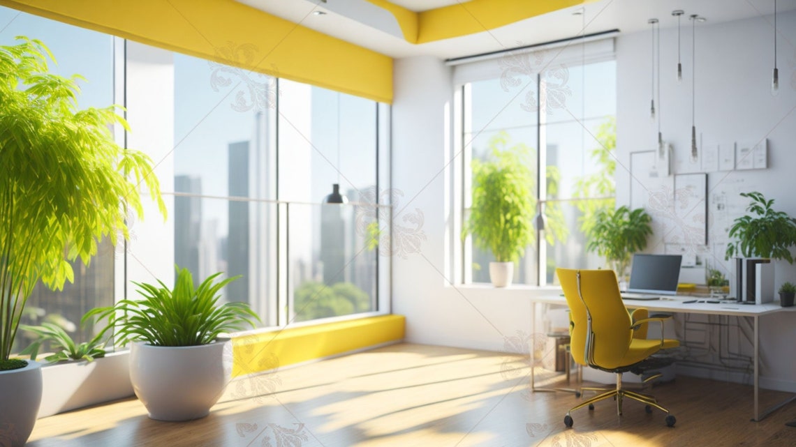 Plant Office Zoom Background Png Jpg Vtuber Elegant Office - Etsy