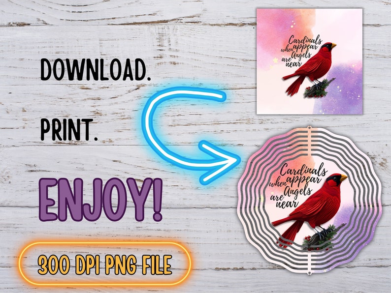 Red Cardinal Wind Spinner Sublimation Design PNG With Quote Watercolor ...