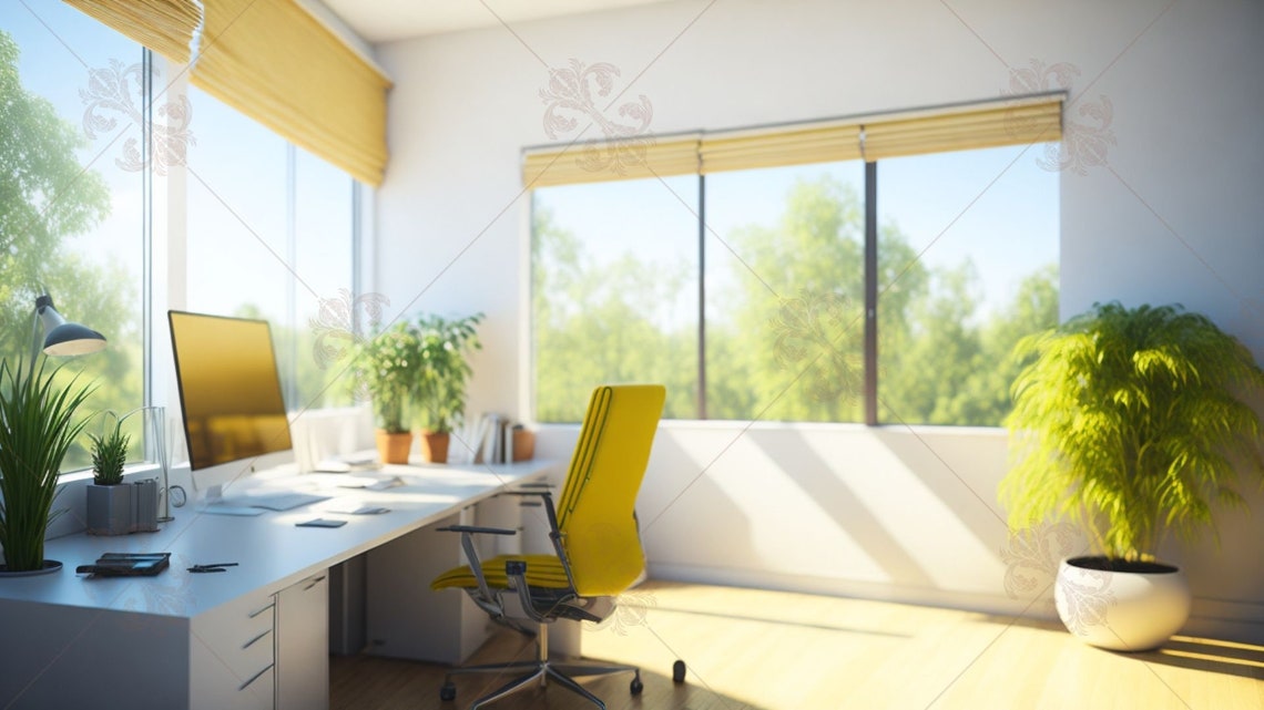 Plant Office Zoom Background Png Jpg Vtuber Elegant Office - Etsy