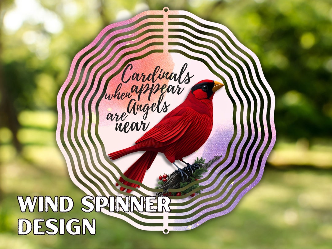 Red Cardinal Wind Spinner Sublimation Design PNG With Quote Watercolor ...