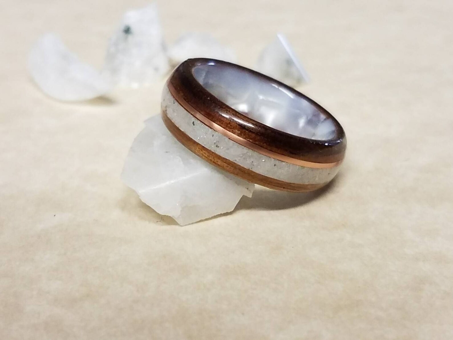 Moonstone Koa Wood Ring With Copper Assymetrical Inlay - Etsy