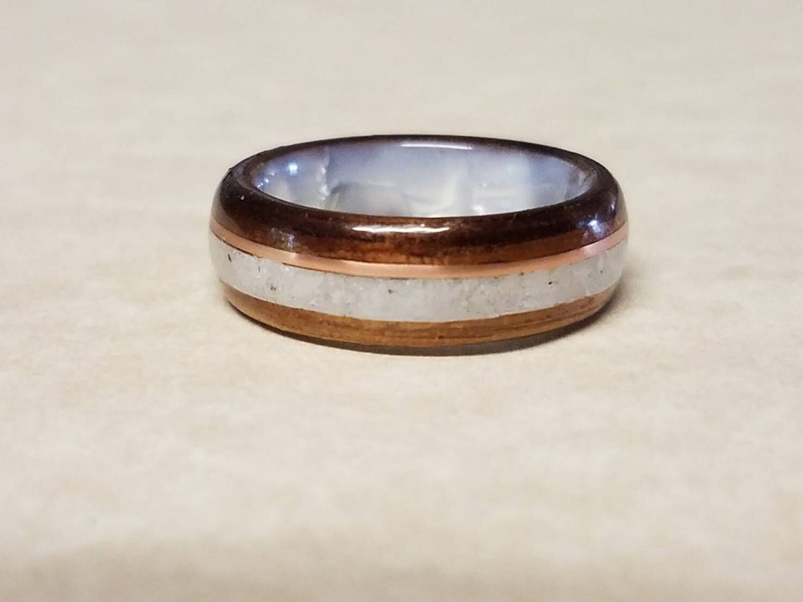 Moonstone Koa Wood Ring With Copper Assymetrical Inlay - Etsy