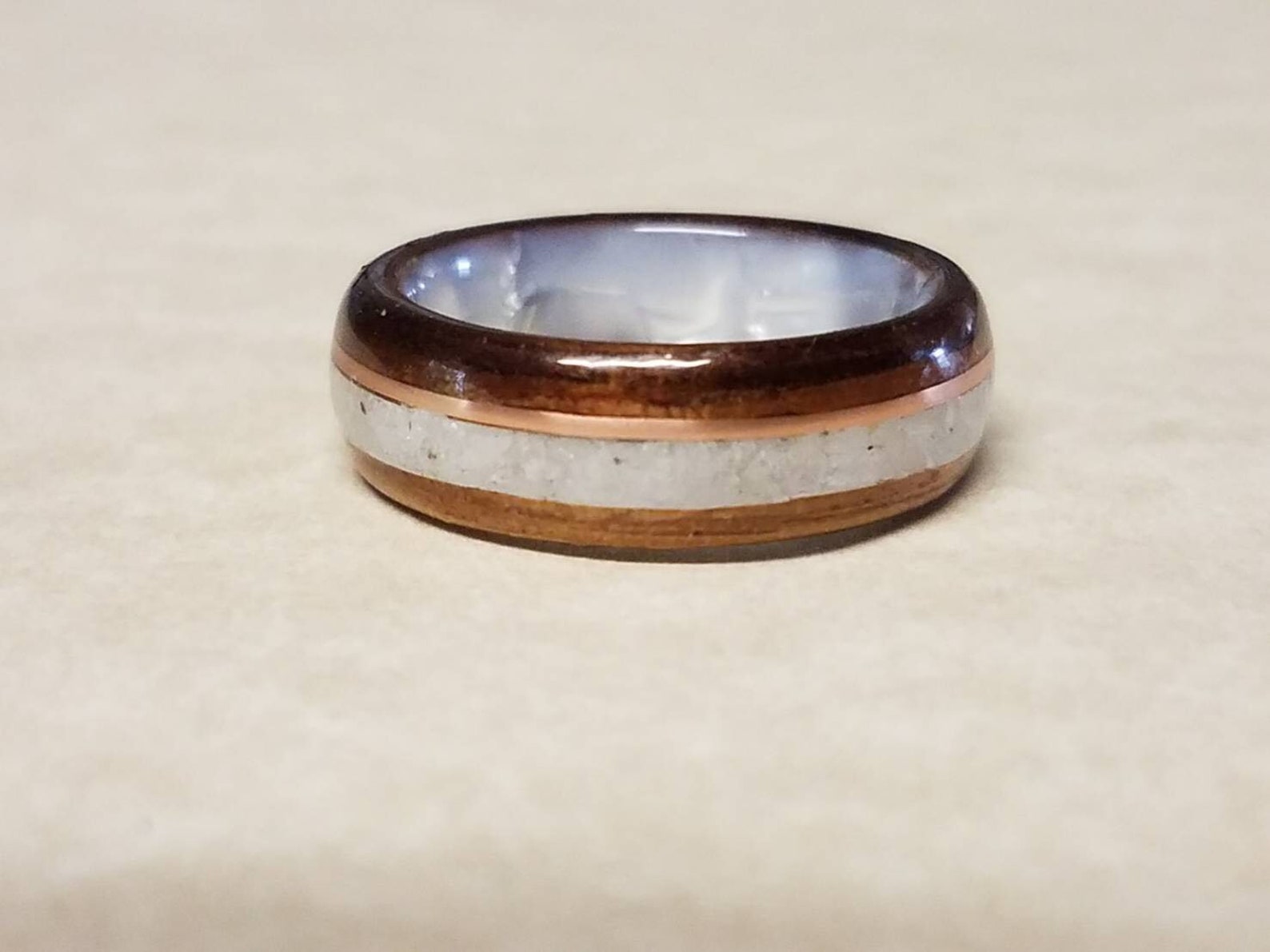 Moonstone Koa Wood Ring With Copper Assymetrical Inlay - Etsy