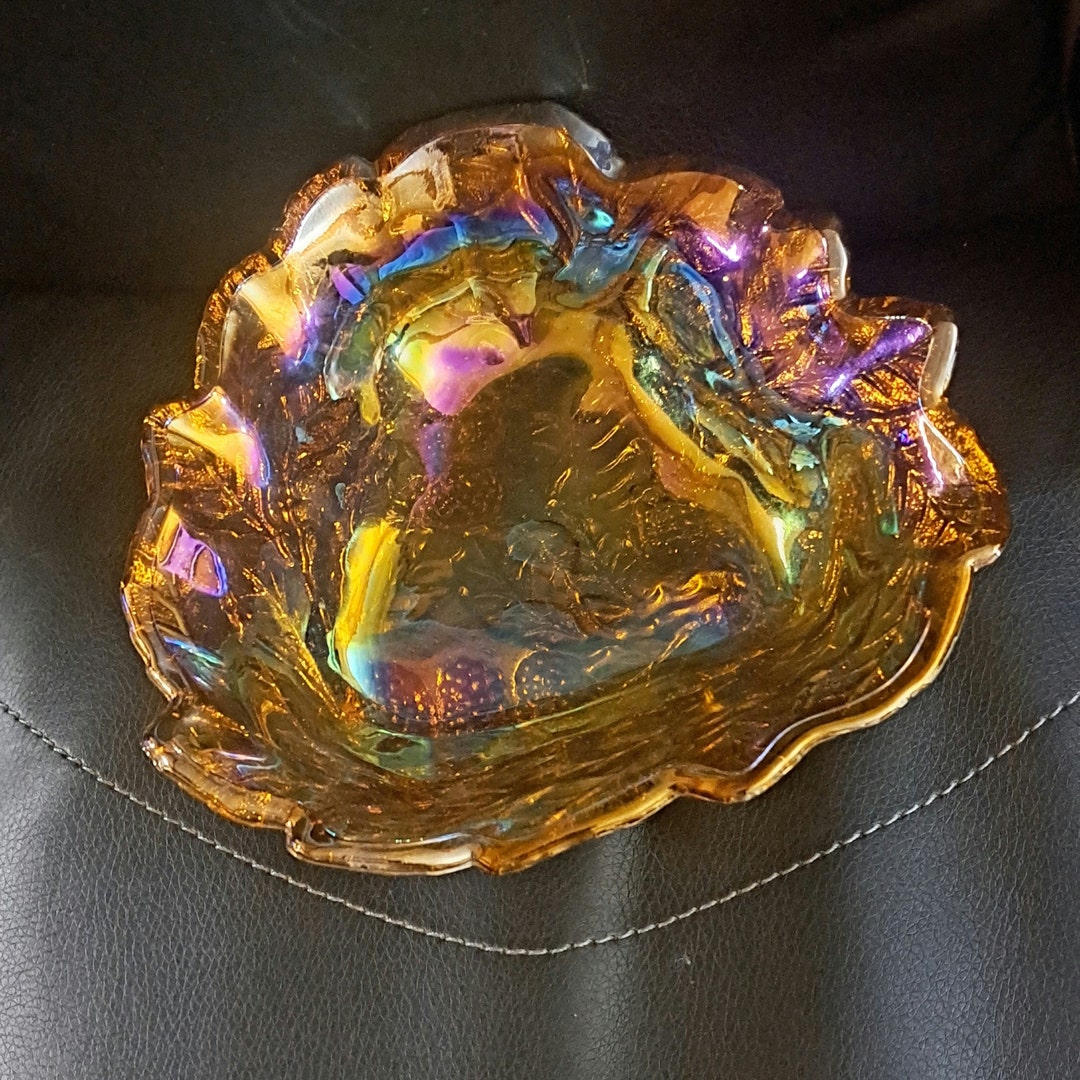 Vintage Indiana Glass Carnival Glass Berry Dish, MCM Kitchen, Longberry ...