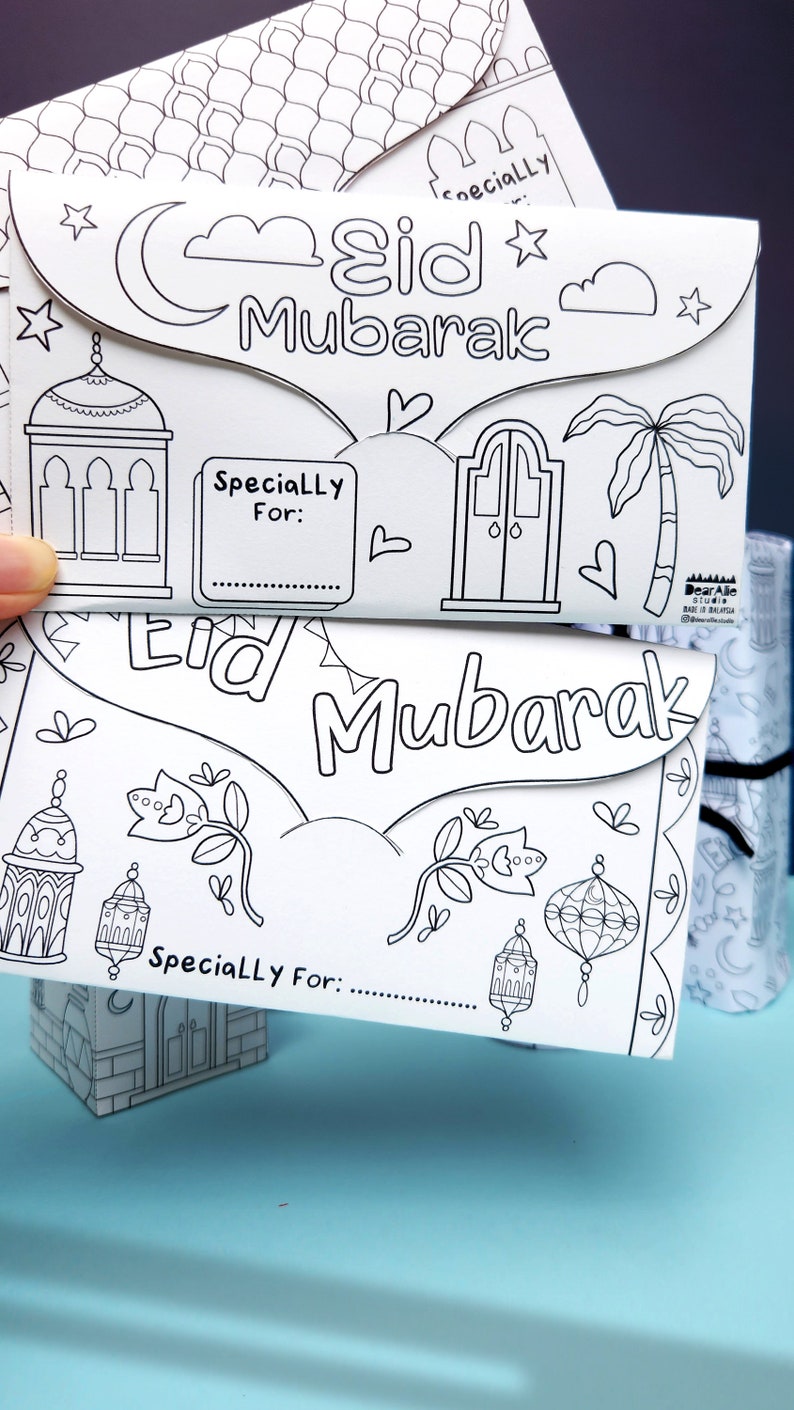 Eid Money Packet Printable Eid Mubarak Money Envelope Coloring Art and ...