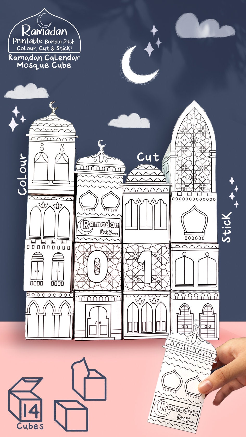 Ramadan Calendar Printable Bundle Pack, Art and Craft Coloring Ramadan ...