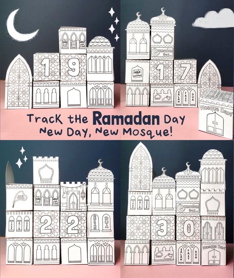 Ramadan Calendar Printable Bundle Pack, Art and Craft Coloring Ramadan ...