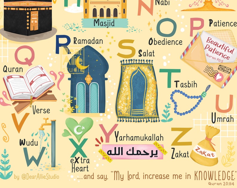 Personalized Muslim ABC Poster: Islamic Nursery Art, Kids Wall Decor - Etsy