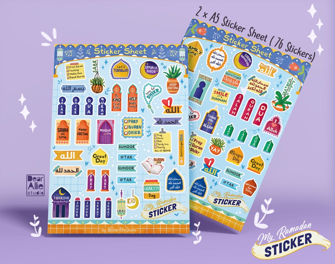 My Ramadan Sticker Sheet Pack of 2 - A5 Size (76 Stickers) | Ramadan ...