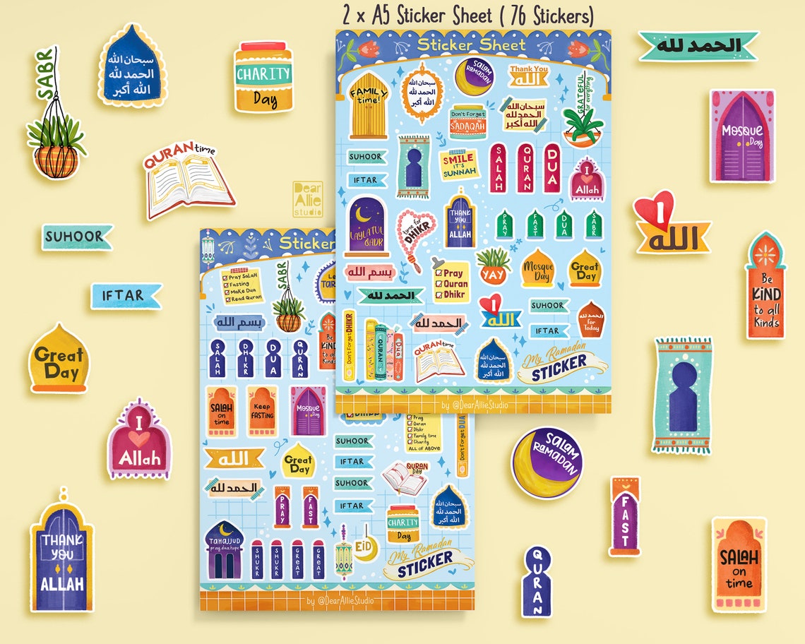 My Ramadan Sticker Sheet Pack of 2 - A5 Size (76 Stickers) | Ramadan ...