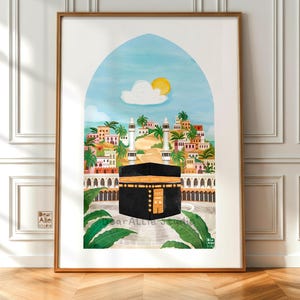Kaabah Masjid Al-haram Makkah Mosque Illustration Print, Poster Islamic ...