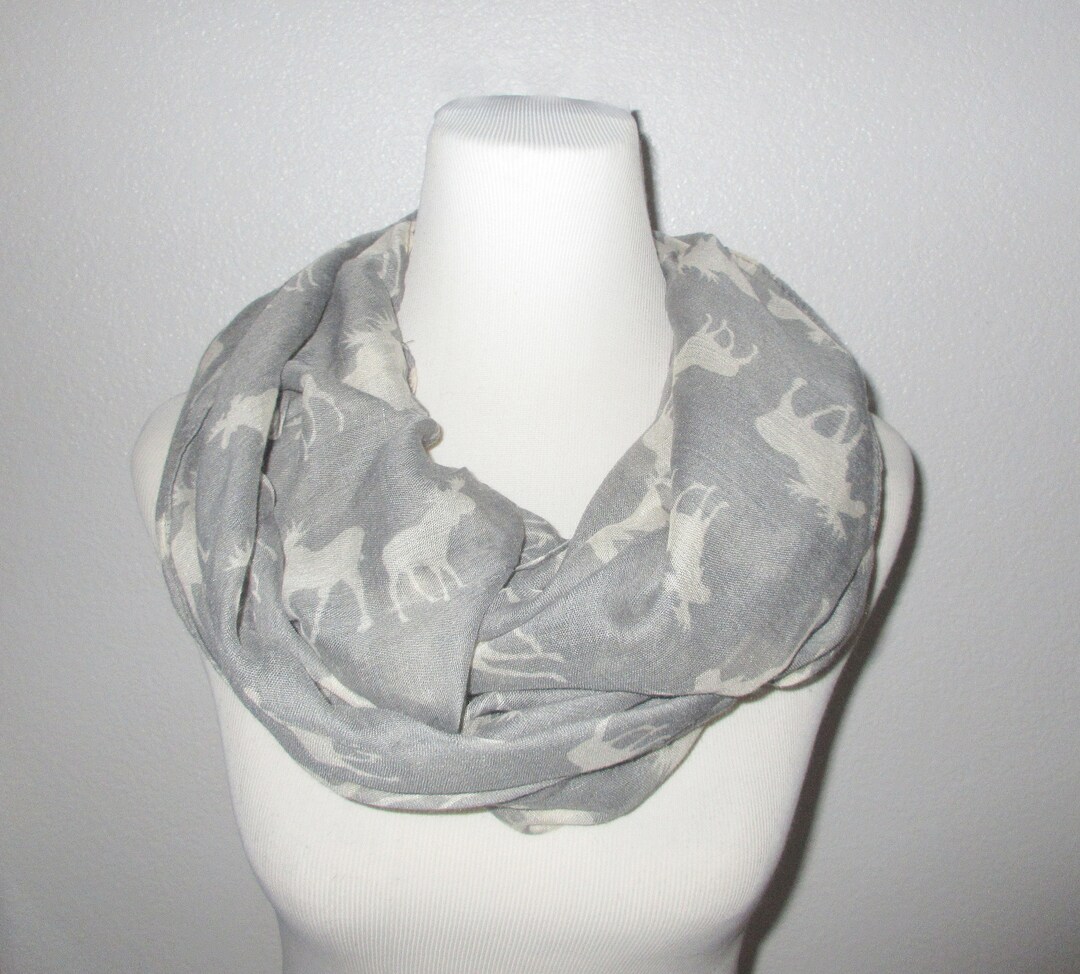 Moose Scarf, Moose Print Infinity Scarf, Deer Scarf, Moose Scarf in ...