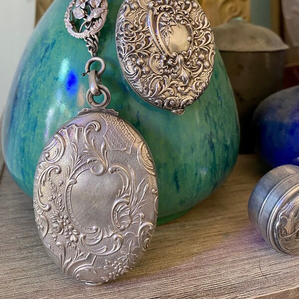 Large Silver Locket - Etsy