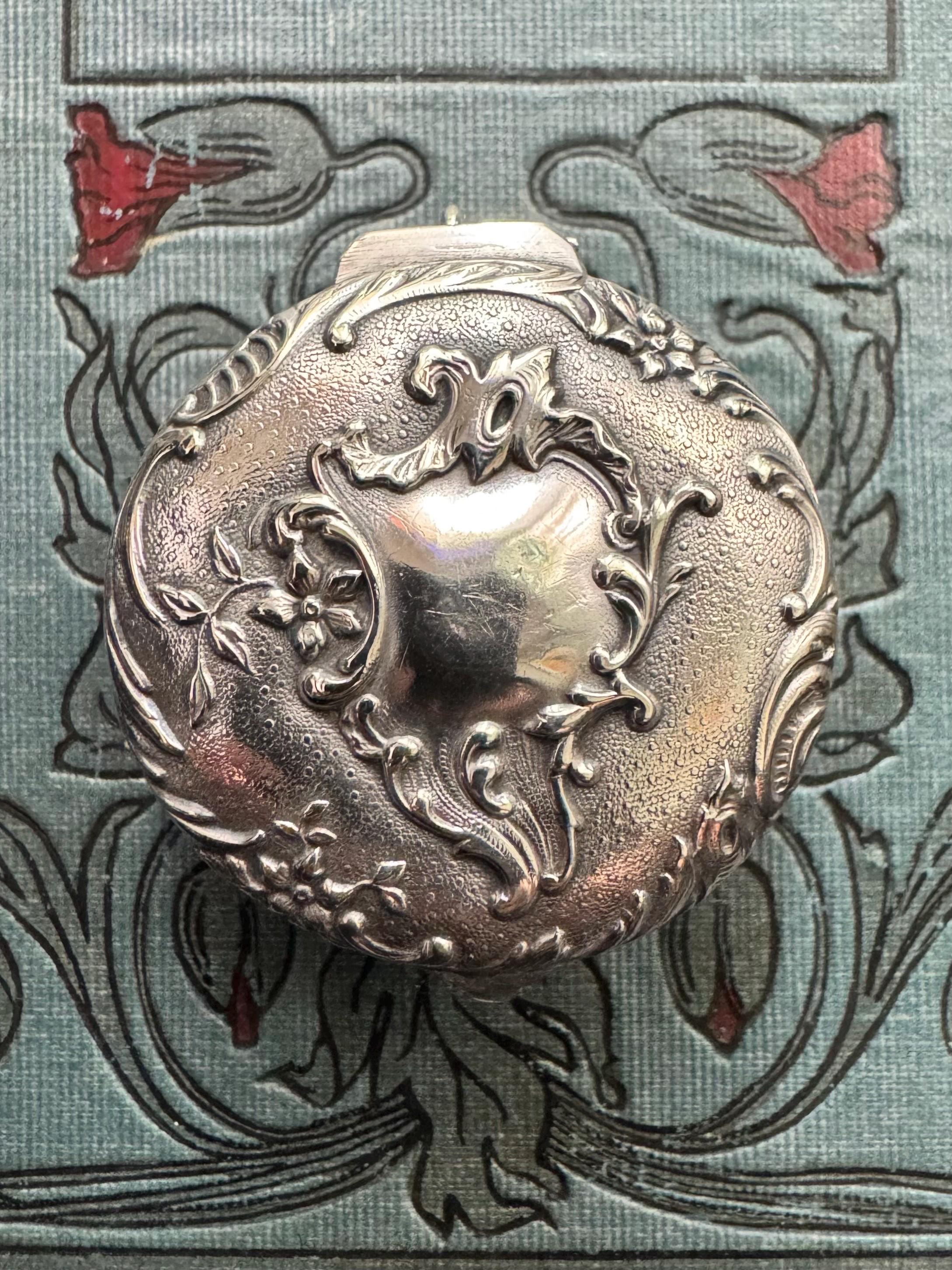 Antique Belle Epoque Edwardian Silver Rococo Pendant Pill Box ...