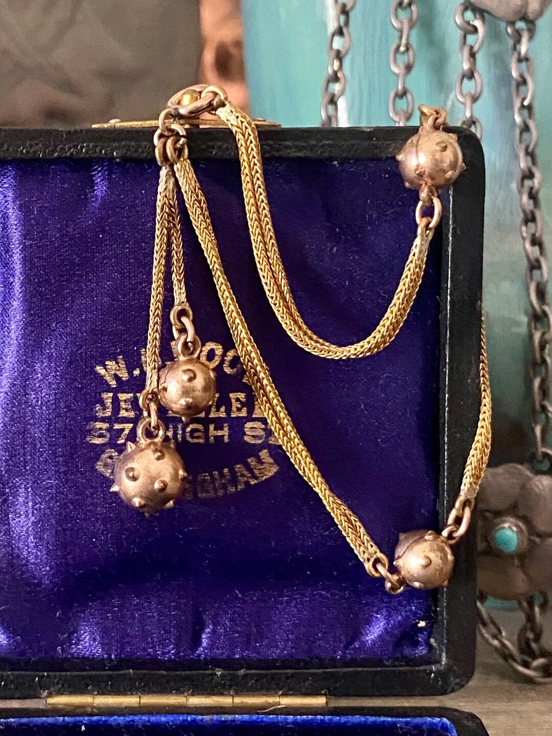 Antique Foxtail Bracelet With Fancy Ball Link and Charms - Etsy