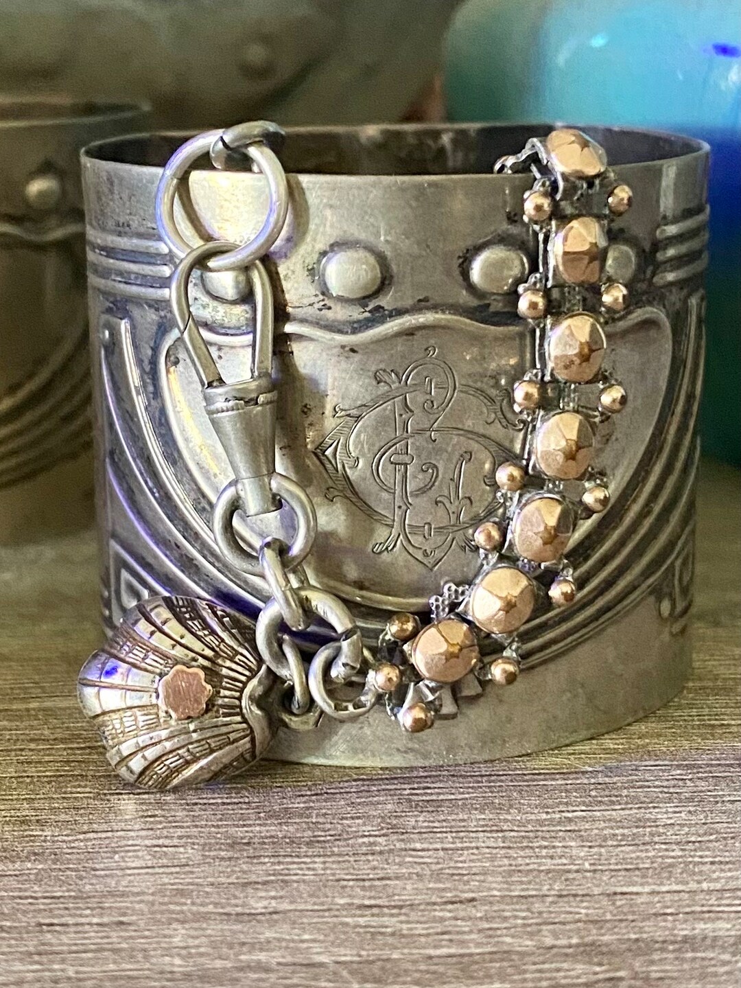 Antique French Silver and Gold Overlay Bracelet With Shell Charm - Etsy