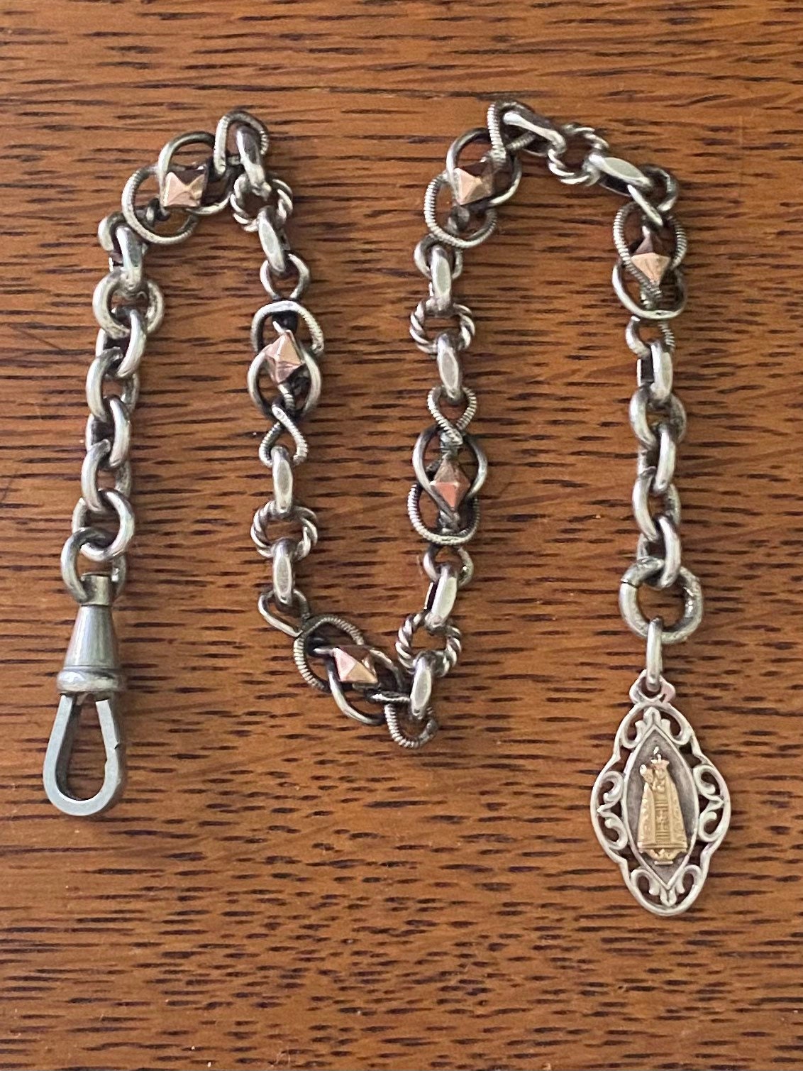 Antique Silver and Gold Overlay Bracelet With Charm - Etsy