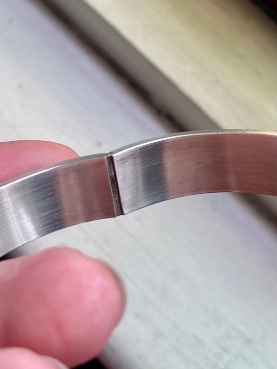 Reserved - Antique French Silver Floral Design Bangle - Gem