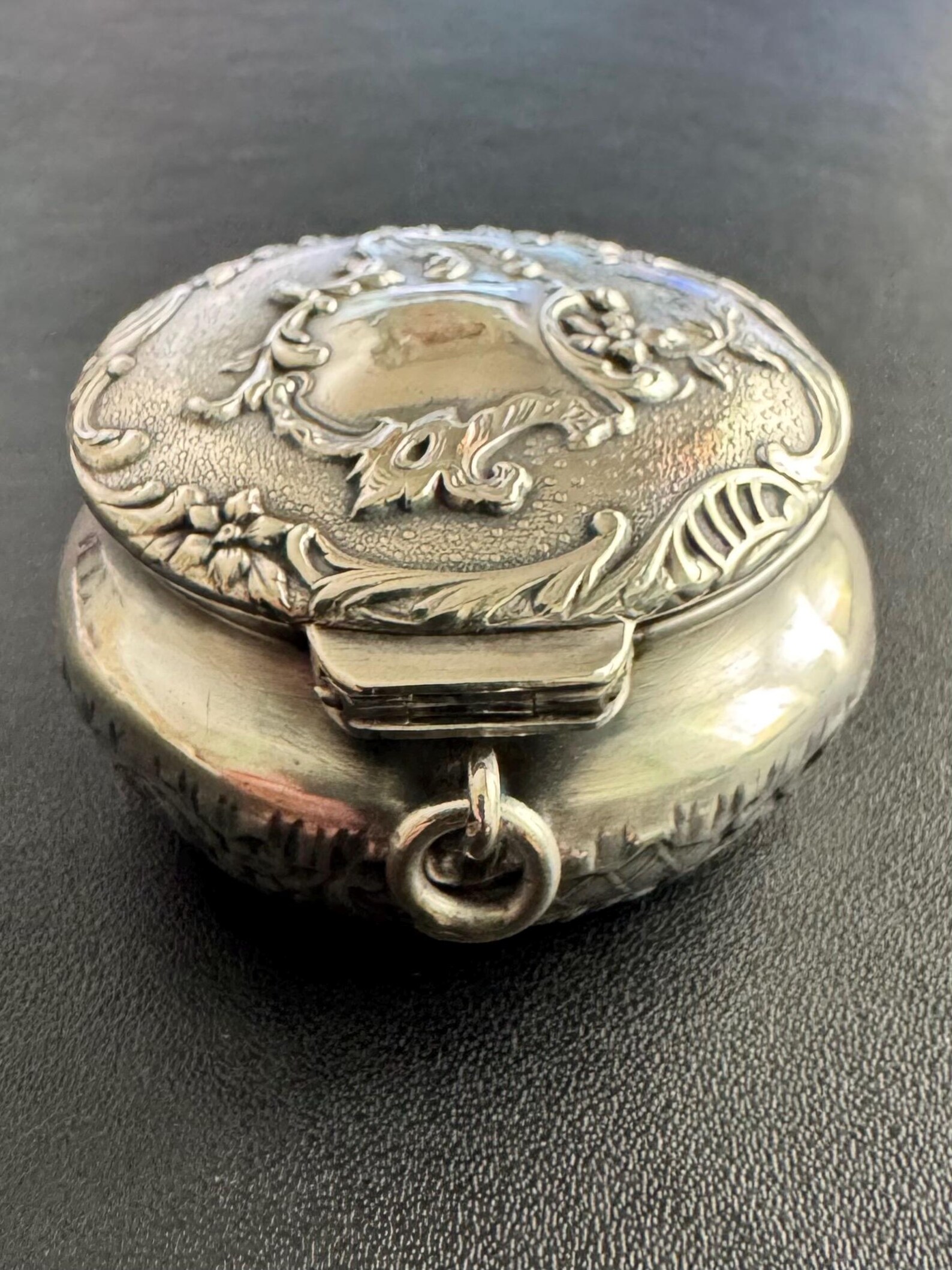 Antique Belle Epoque Edwardian Silver Rococo Pendant Pill Box ...