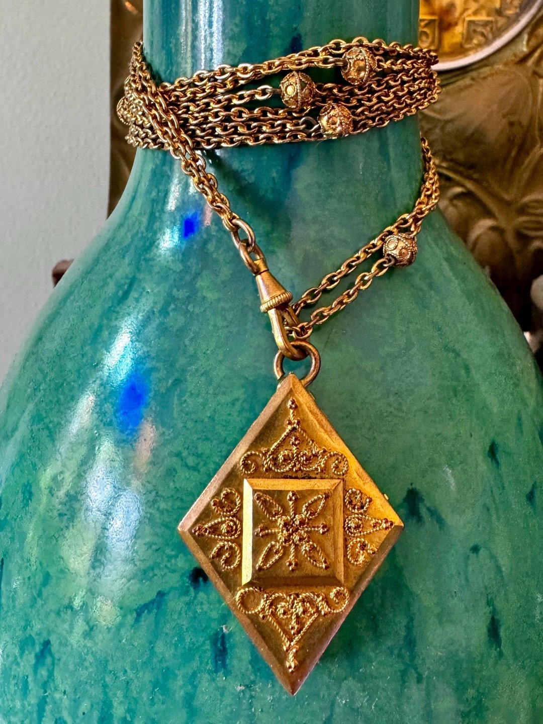 Antique French Diamond Shaped Locket - Etsy