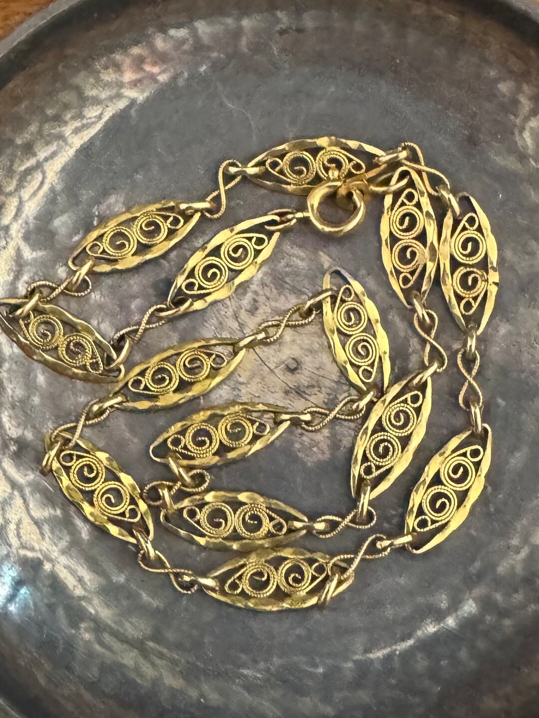 Antique French Oval Filigree Link Chain - Etsy