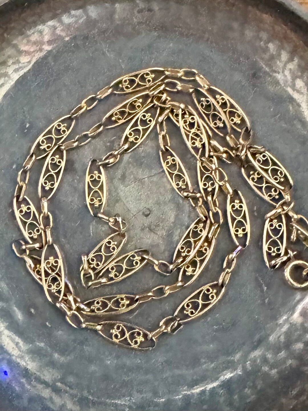 Antique French Oval Filigree Link Chain - Etsy Australia