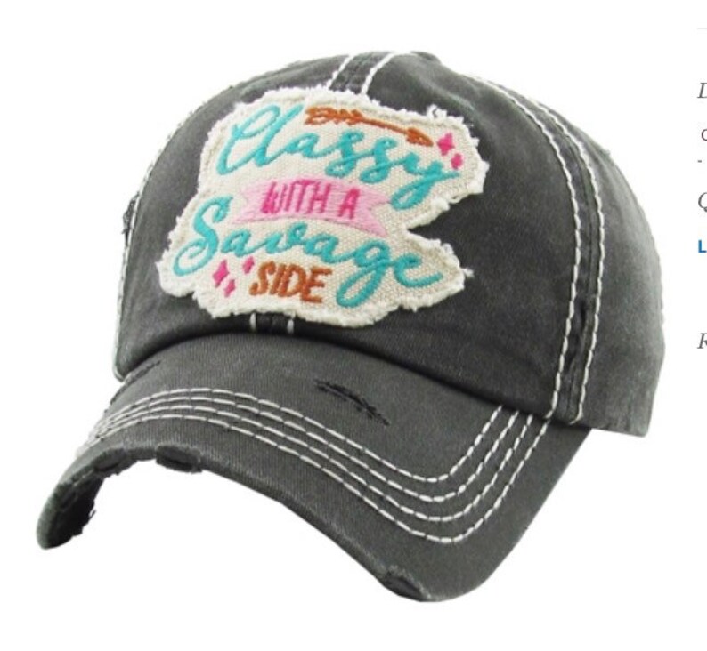 Distressed Black Classy With A Savage Side Baseball Cap | Etsy