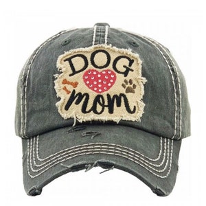 Distressed Dog Mom Baseball Cap With Swarovski Crystals - Etsy