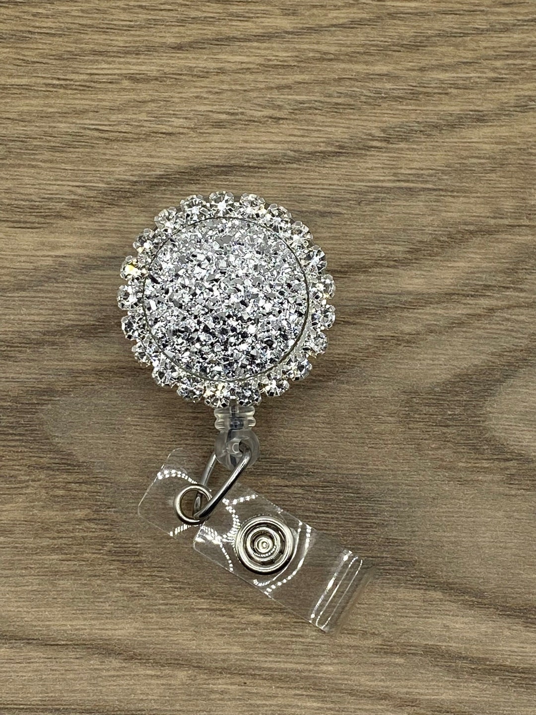 Silver Rhinestone Retractable Badge Reel: Sparkly Bling Nurse ID Clip ...