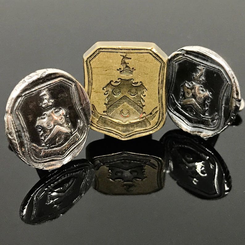 Family Crest Crescent Cuff Links Wax Seal Cuff Links - Etsy