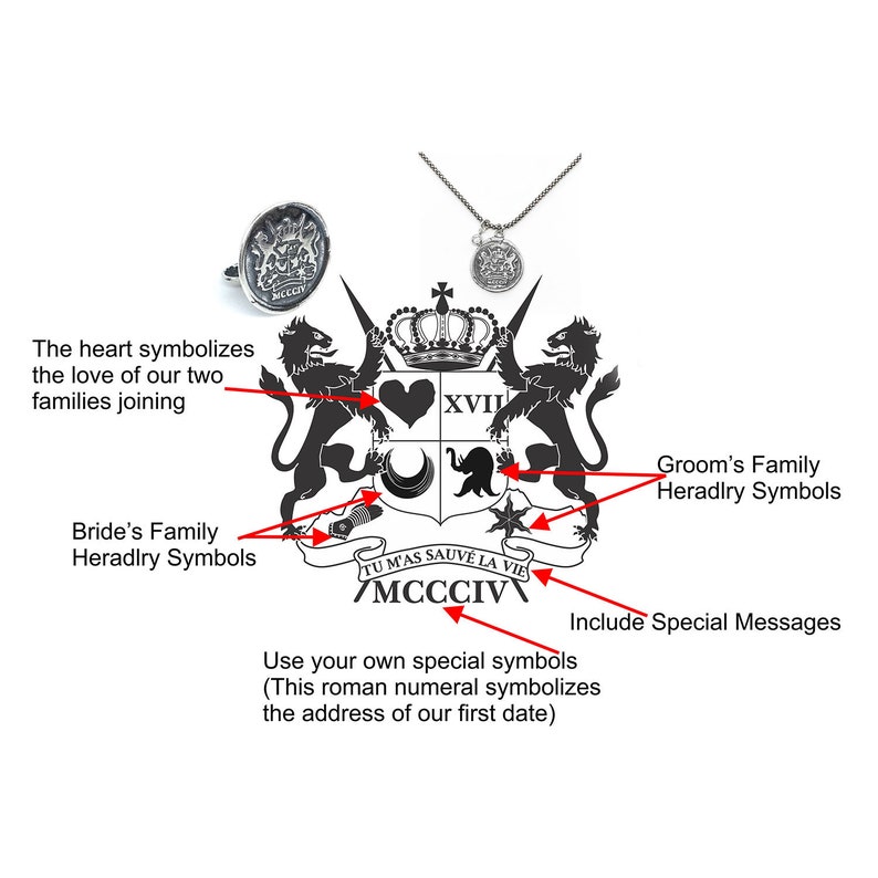 Family Crest Crescent Cuff links Wax Seal Cuff Links | Etsy