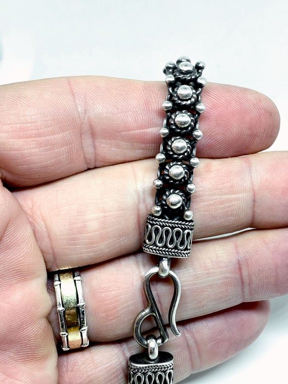 Heavy sterling silver bracelet, 8 inch - Gem