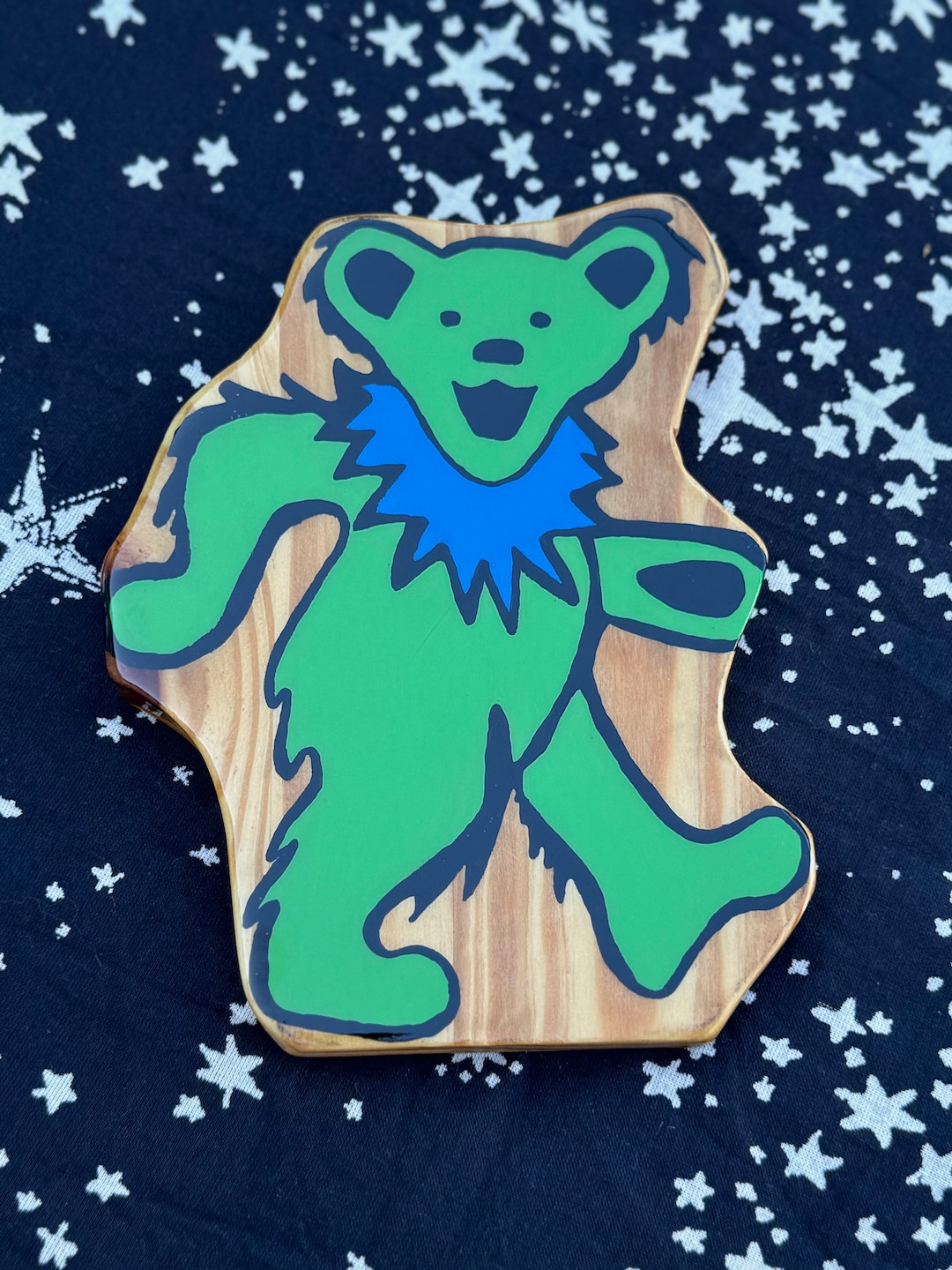 Handmade Grateful Dead Wooden Painted Bear - Green/blue - Etsy